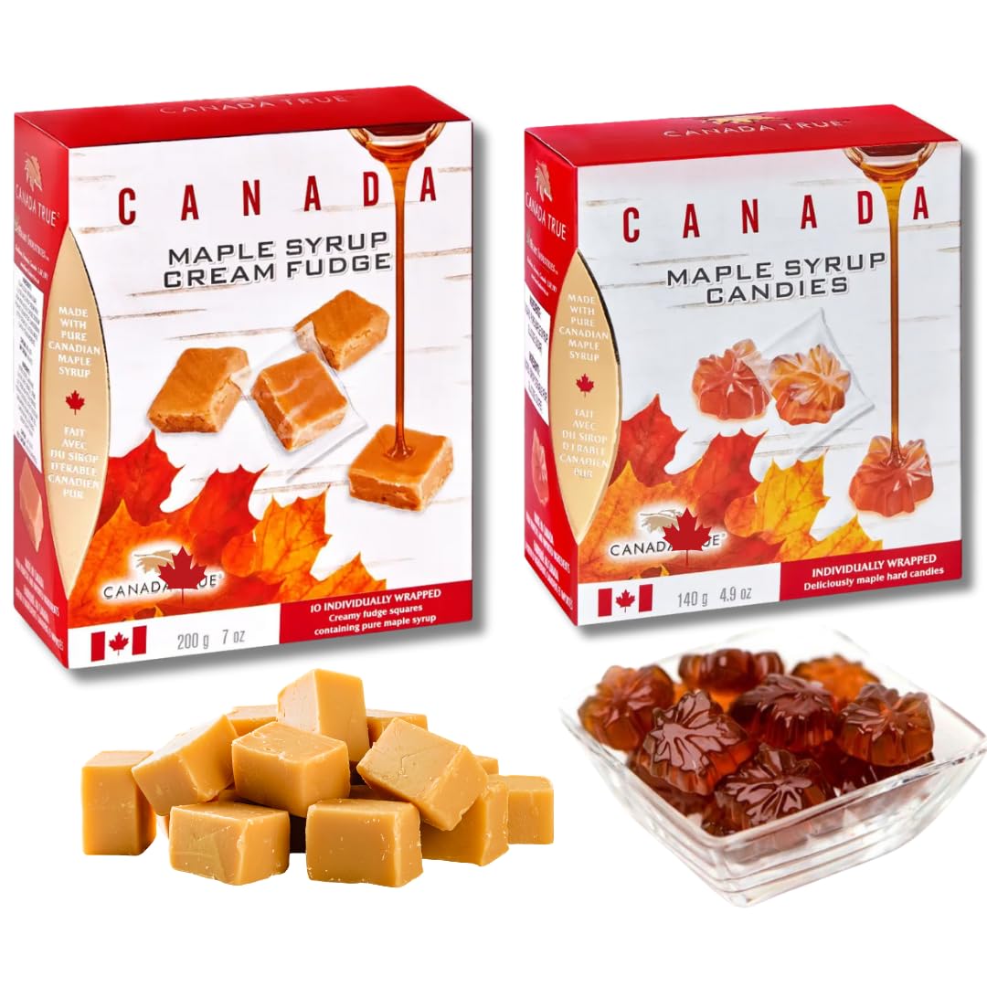 Canada Maple Syrup Candy (140g) & Cream Fudge (200g) Bundle – Made wit ...